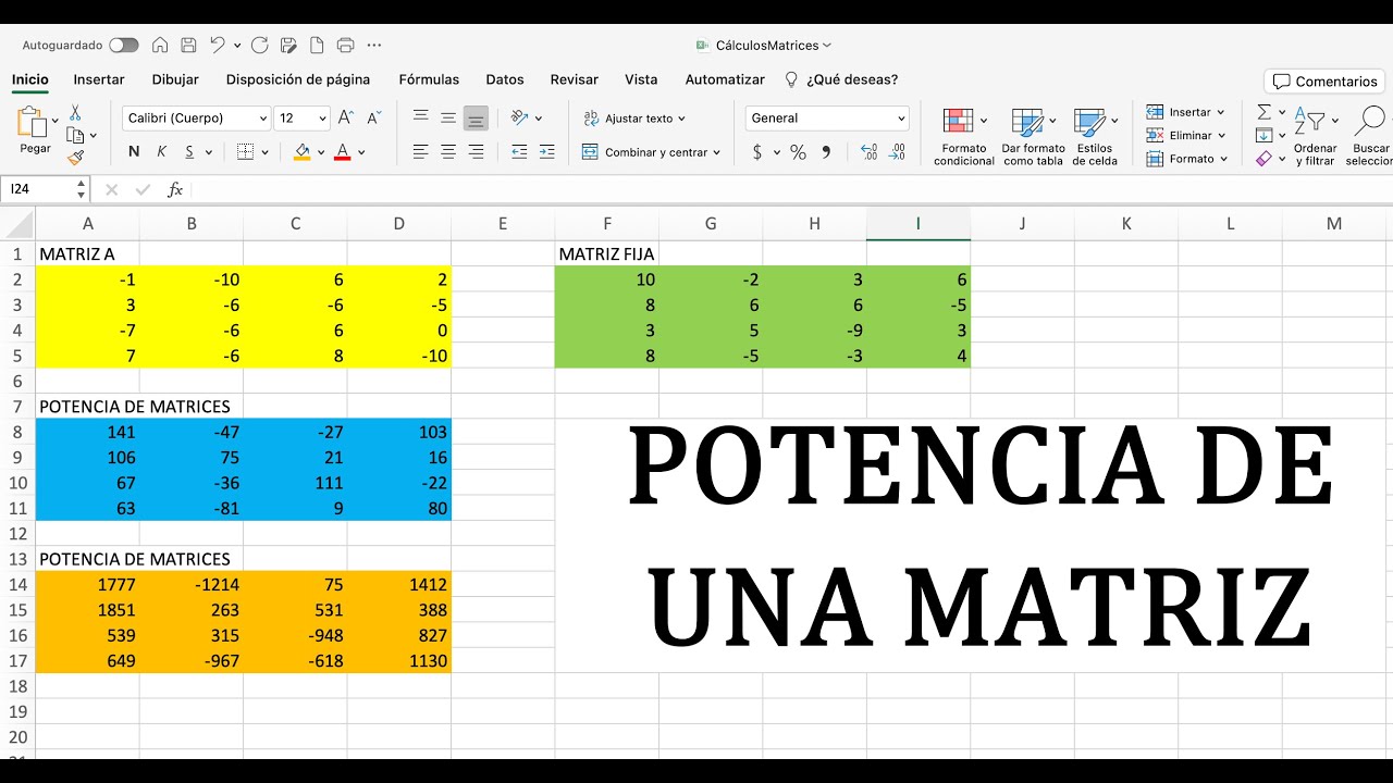 Algebra Lineal - Potencia de una Matriz con Excel - YouTube