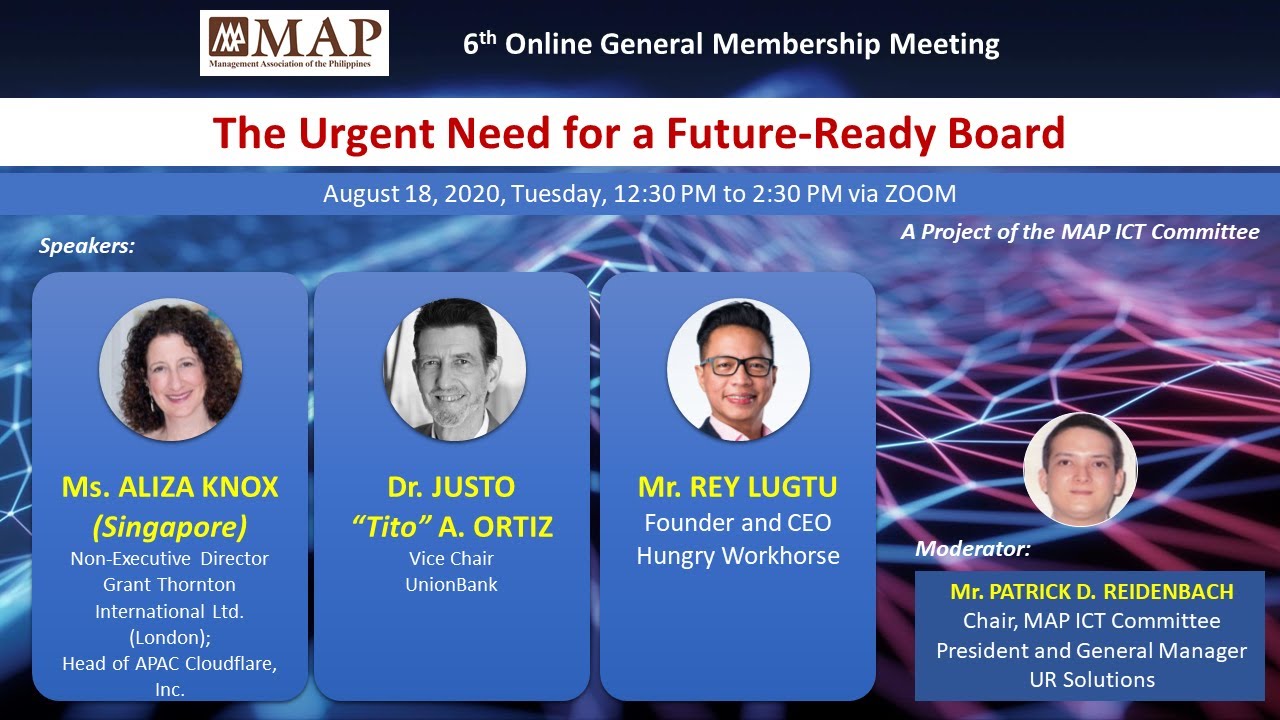 August 18, 2020 MAP 6th Online GMM on "The Urgent Need for a Future ...