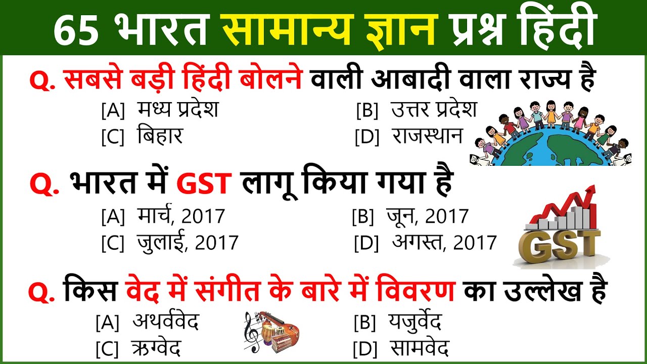 65 India GK Questions With Answers In Hindi Objective Type Questions 65-india-gk-questions-with-answers-in-hindi-objective-type-questions
