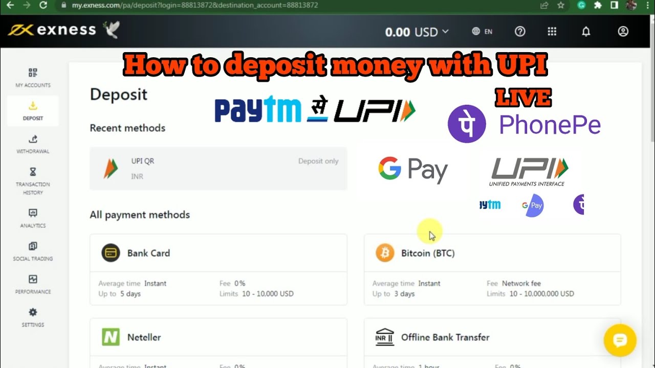 HOW TO DEPOSIT MONEY IN | EXNESS ACCOUNT | WITH UPI |LIVE - YouTube