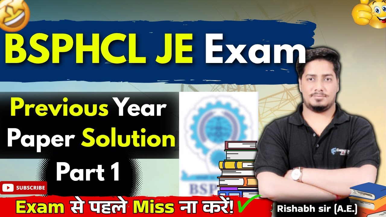 Previous Year Paper Solution for BSPHCL JE Exam Part 1 by Rishabh sir # ...