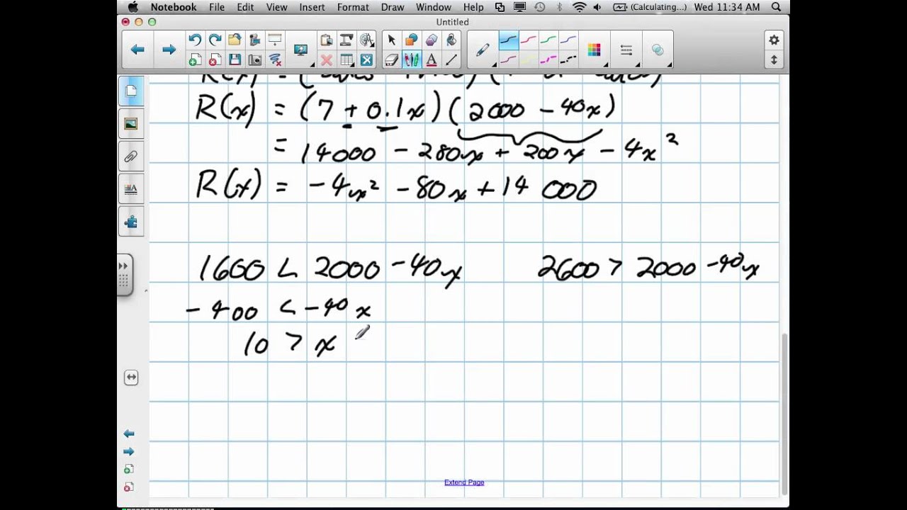 Optimization, Maximum Revenue Grade 12 Calculus Lesson 3 4 7:18:12 ...