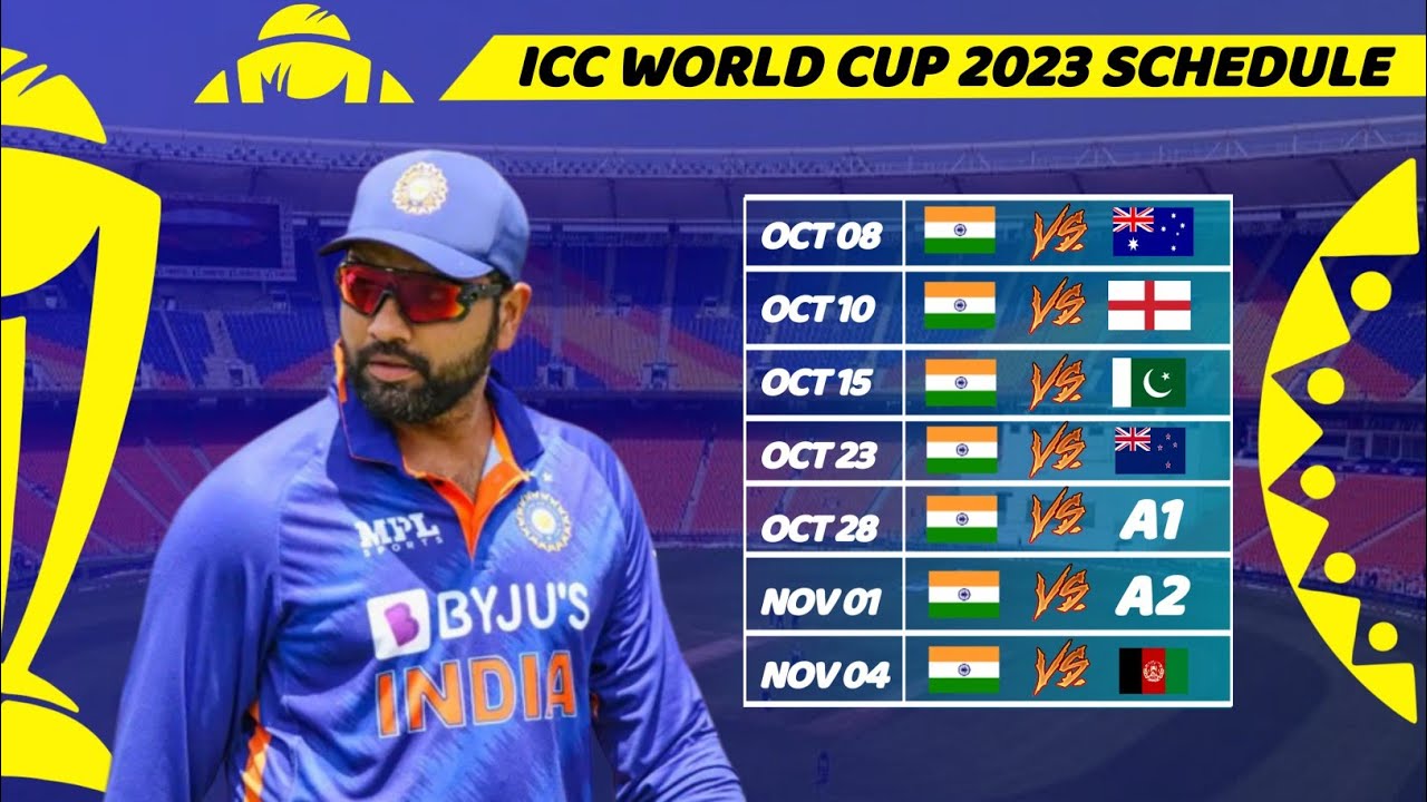 ICC world cup 2023 Schedule | Team India Complete Schedule for CWC 2023 ...
