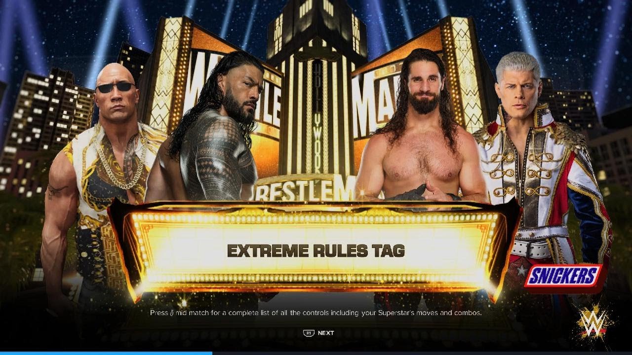 WWE 2K24 Gameplay | 2v2 | Cody Rhodes & Seth Rollins VS The Rock ...