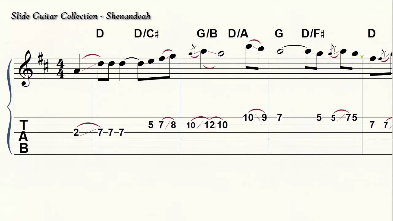 Slide Guitar - Shenandoah - 6 String Standard Tuning - Acoustic ...