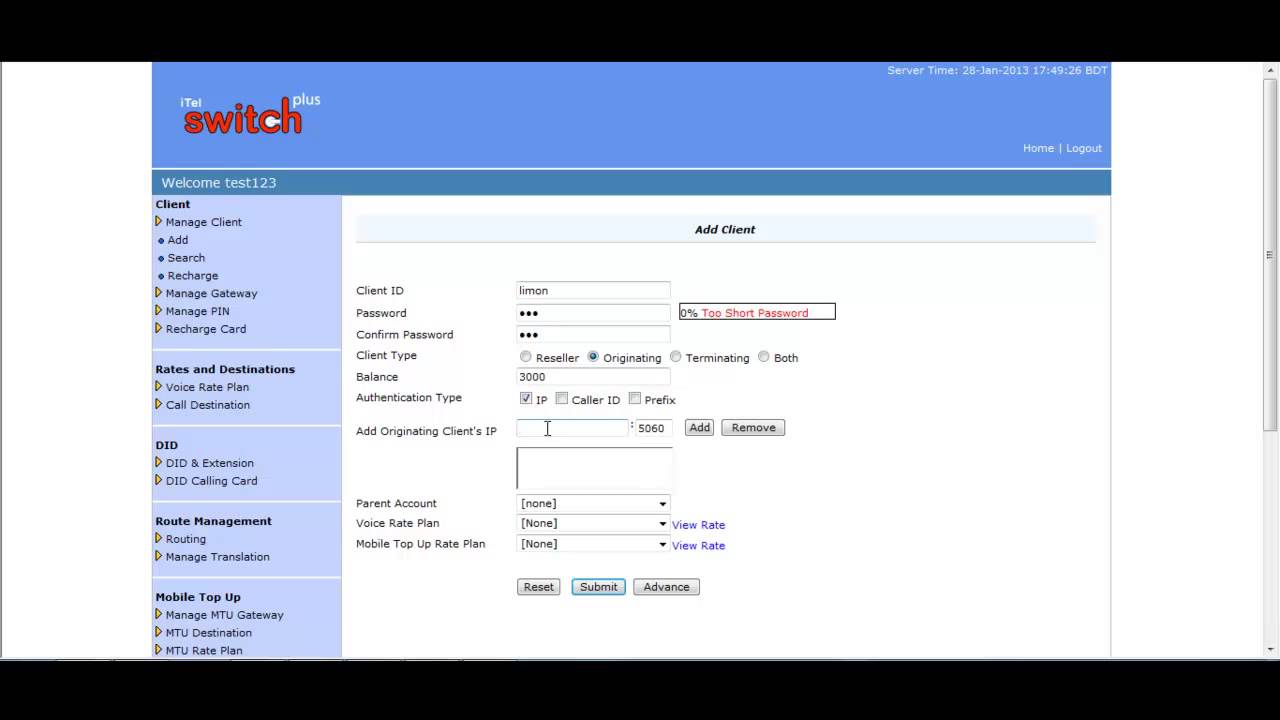 How to manage clients in iTel Switch Plus in Bengali - YouTube