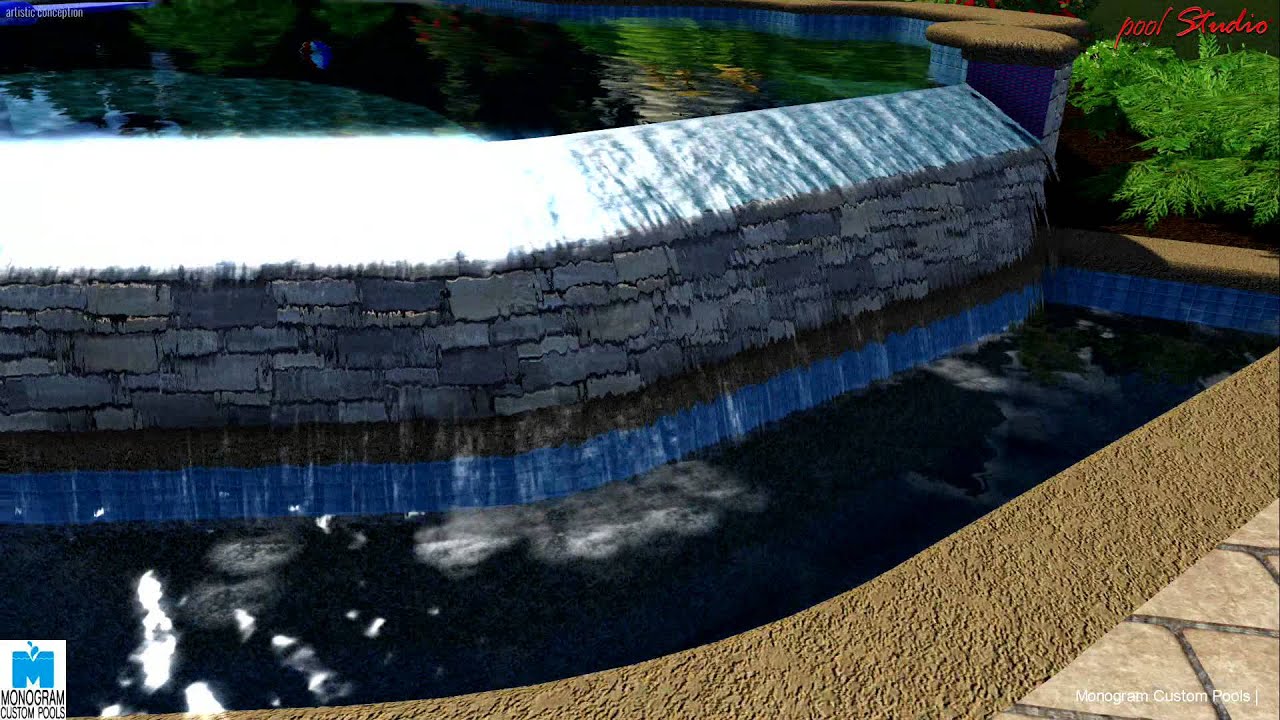 3d pool design with infinity edge by Monogram Custom Pools in Lehigh ...