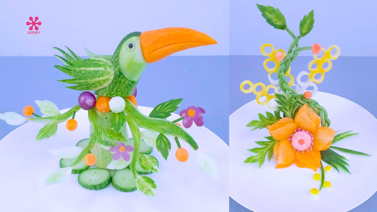 Beautiful Food Arts & Garnishes Vegetable Flowers On Plate 💚 - YouTube