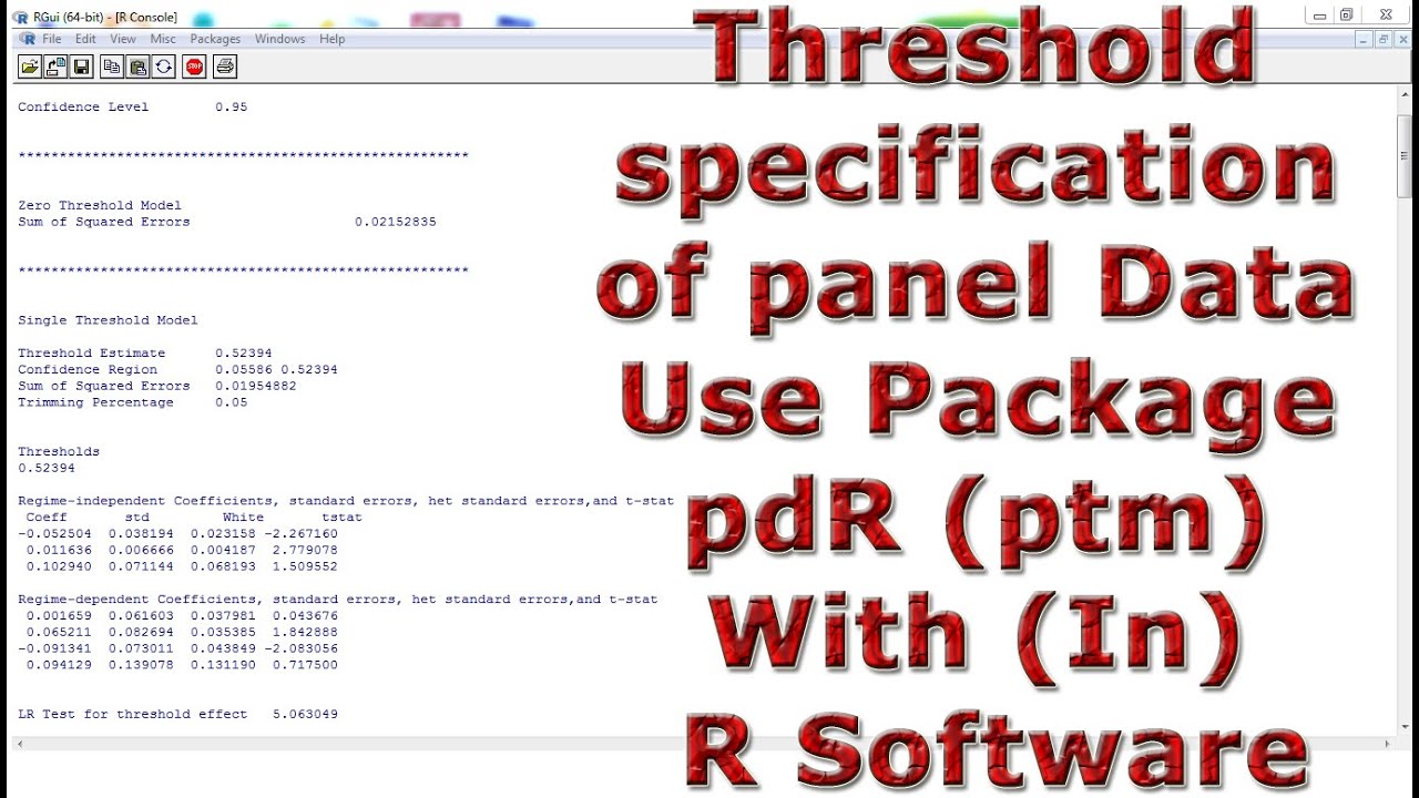 Threshold specification of panel Data Use Package pdR (ptm) With (In) R ...