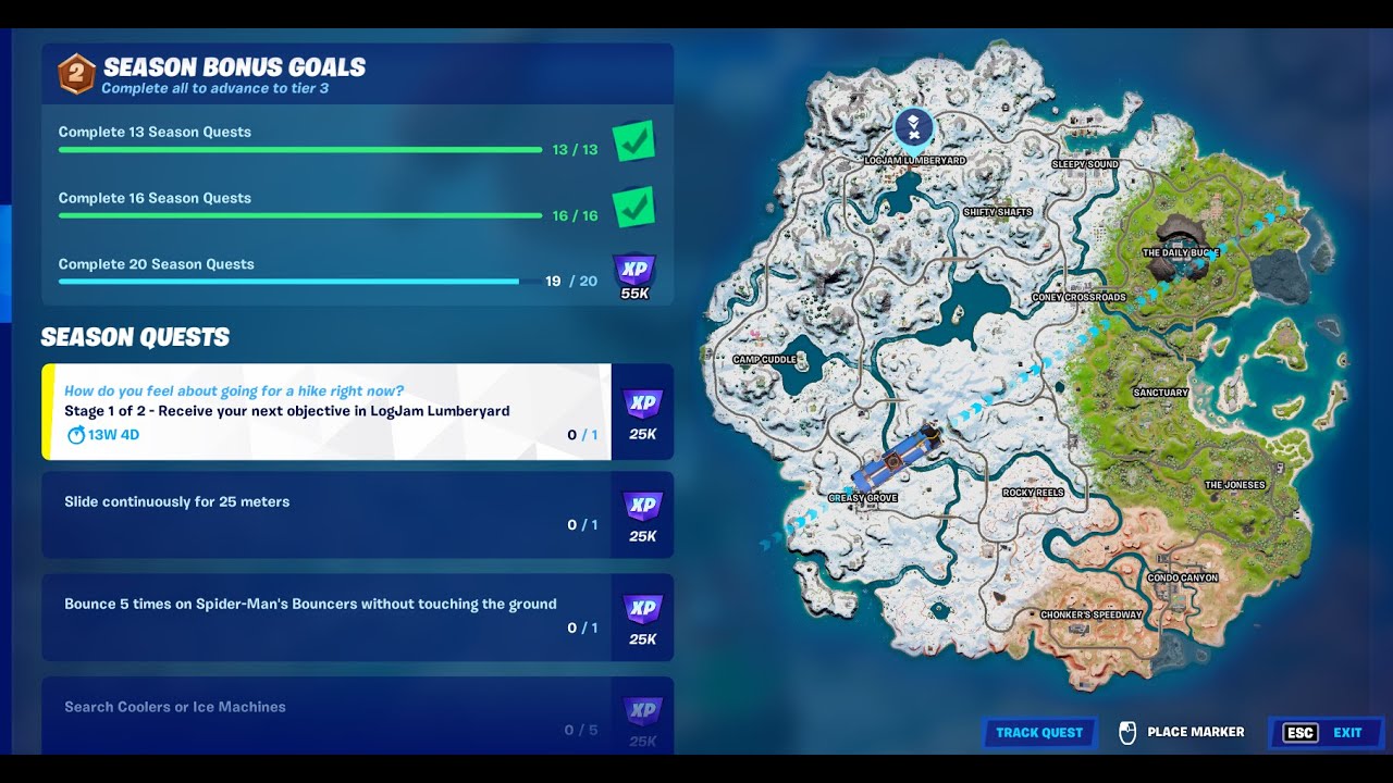 Fortnite: Receive your next objective in LogJam Lumberyard - YouTube