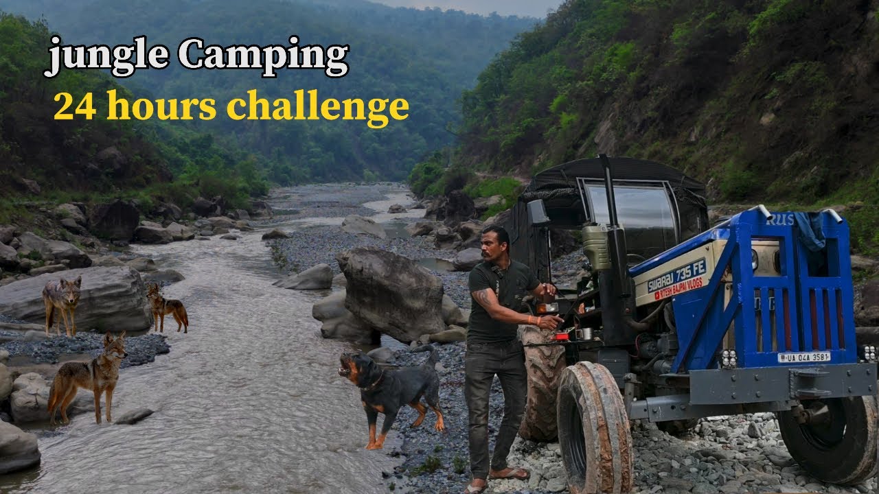 24 hours jungle challenge | jungle camping | River side camping ...