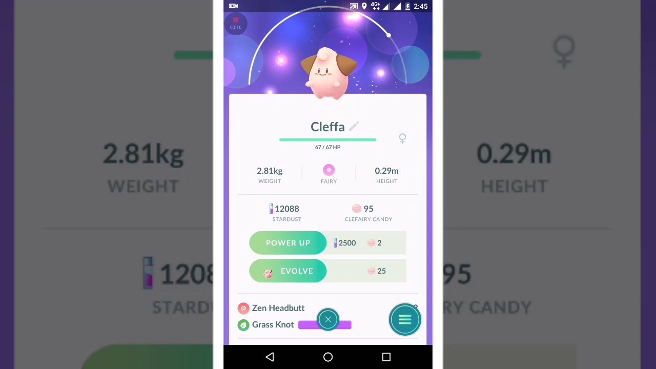 Pokemon go evolving cleffa to clefairy to clefable - YouTube