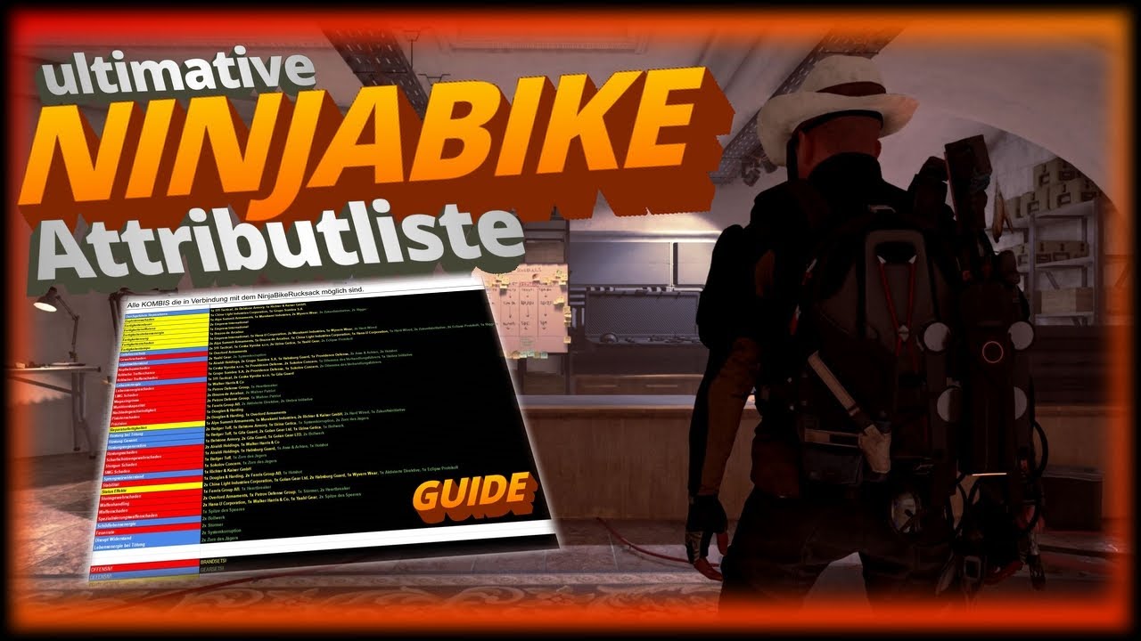 Division 2 - GUIDE - Ninja Bike Rucksack - alle Attribute & Boni - Liste zum basteln - deutsch ...