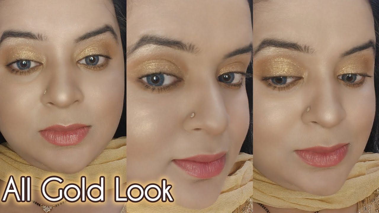 All Gold Makeup Look - YouTube