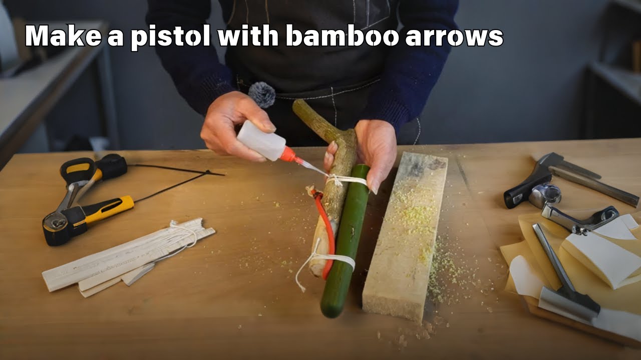 Make a gun from bamboo and rubber band with strong power - YouTube