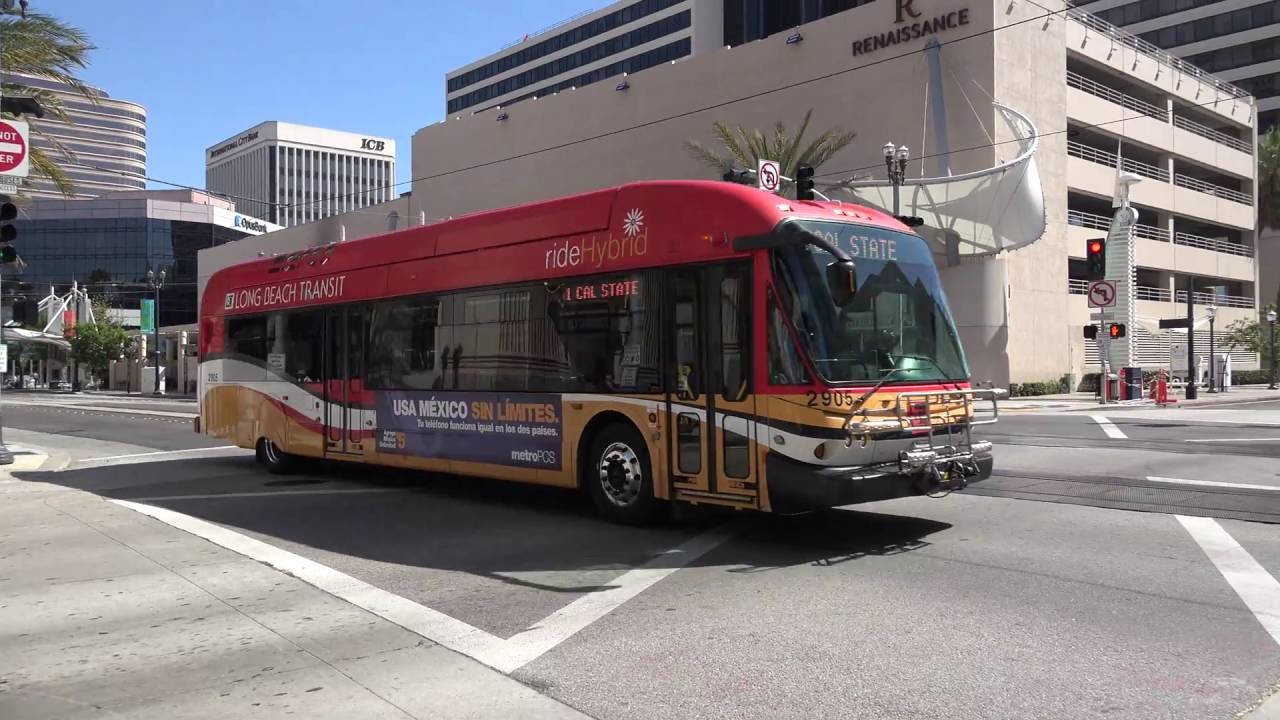 LONG BEACH TRANSIT NEW FLYER GE42LFA BUS 2905 AT THE TRANSIT MALL - YouTube