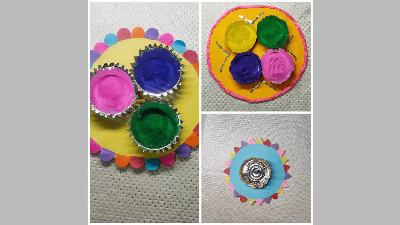Make gulal thali from colourful paper for Holi | Holi Craft idea | Make ...
