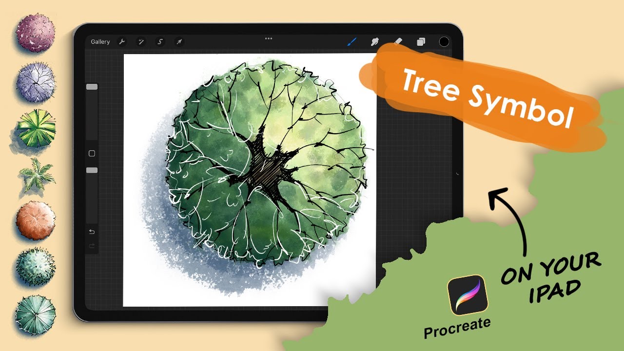 PROCREATE Easy Tree Symbol Drawing - Step by Step Procreate Tutorial ...