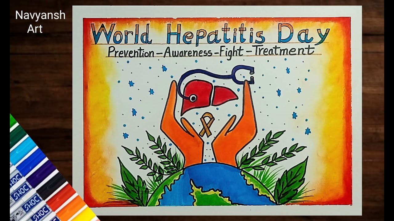 World Hepatitis Day poster drawing easy and step by step/How to draw ...