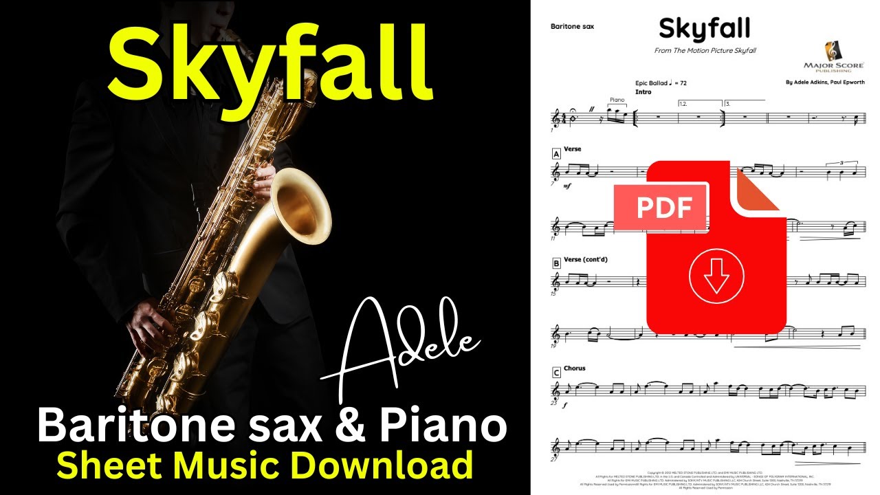 Skyfall (Adele) | Baritone sax & piano | Baritone sax sheet music for ...