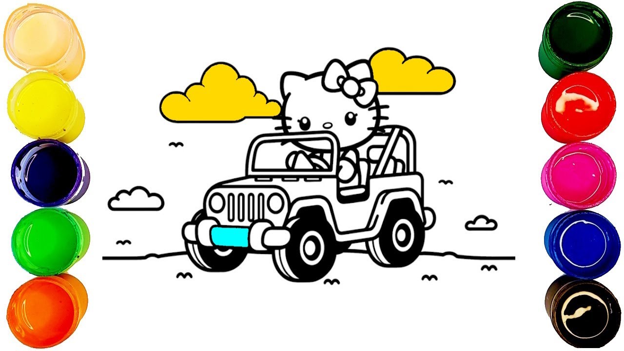 Hello Kitty as a Bus Driver 🐱🚌 Fun Coloring for Kids and Toddlers - YouTube