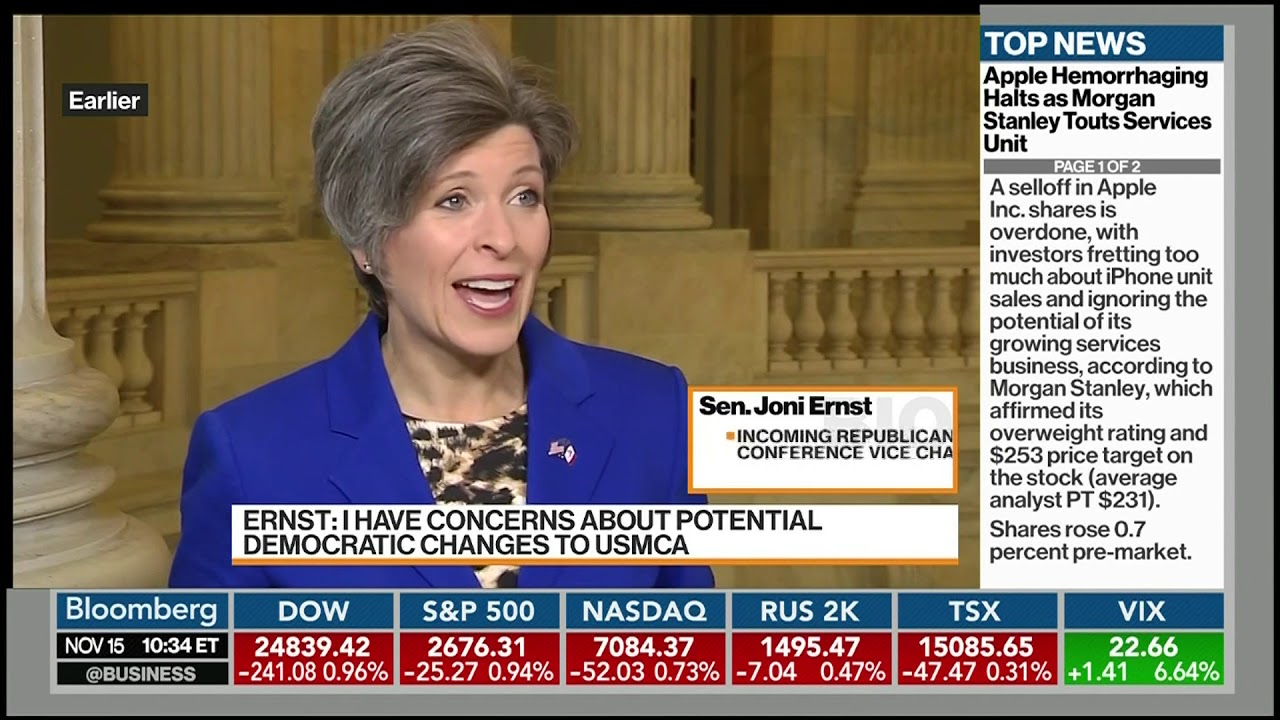 Senator Ernst interviews with Bloomberg on being elected to Senate GOP ...