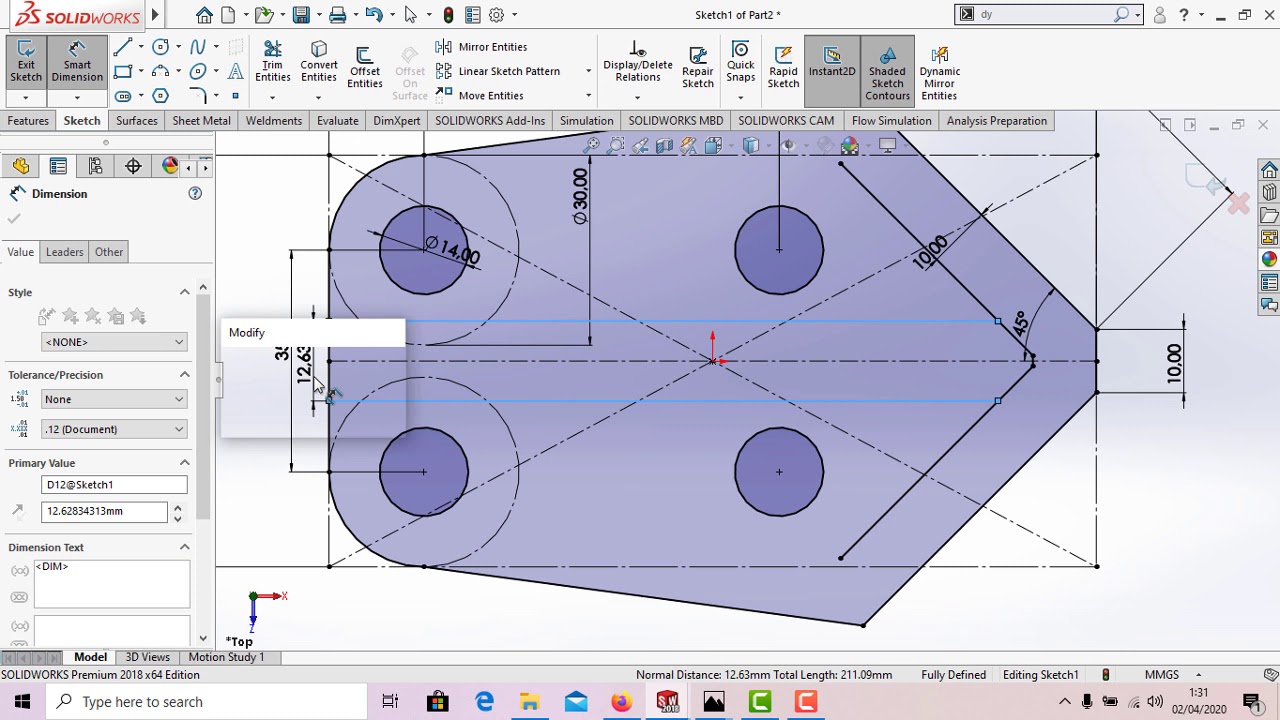 -Push Plate Part- Tutorial Basic Solidworks - YouTube