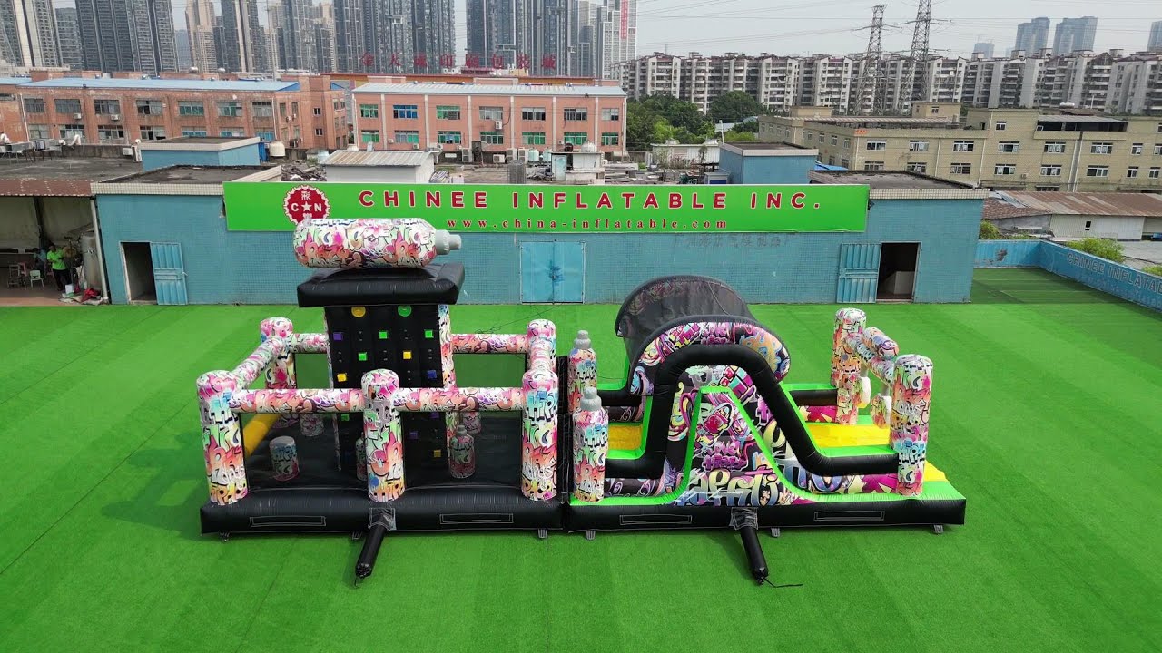 Urban Adventure: Graffiti Style Inflatable Obstacle Course, Slide ...
