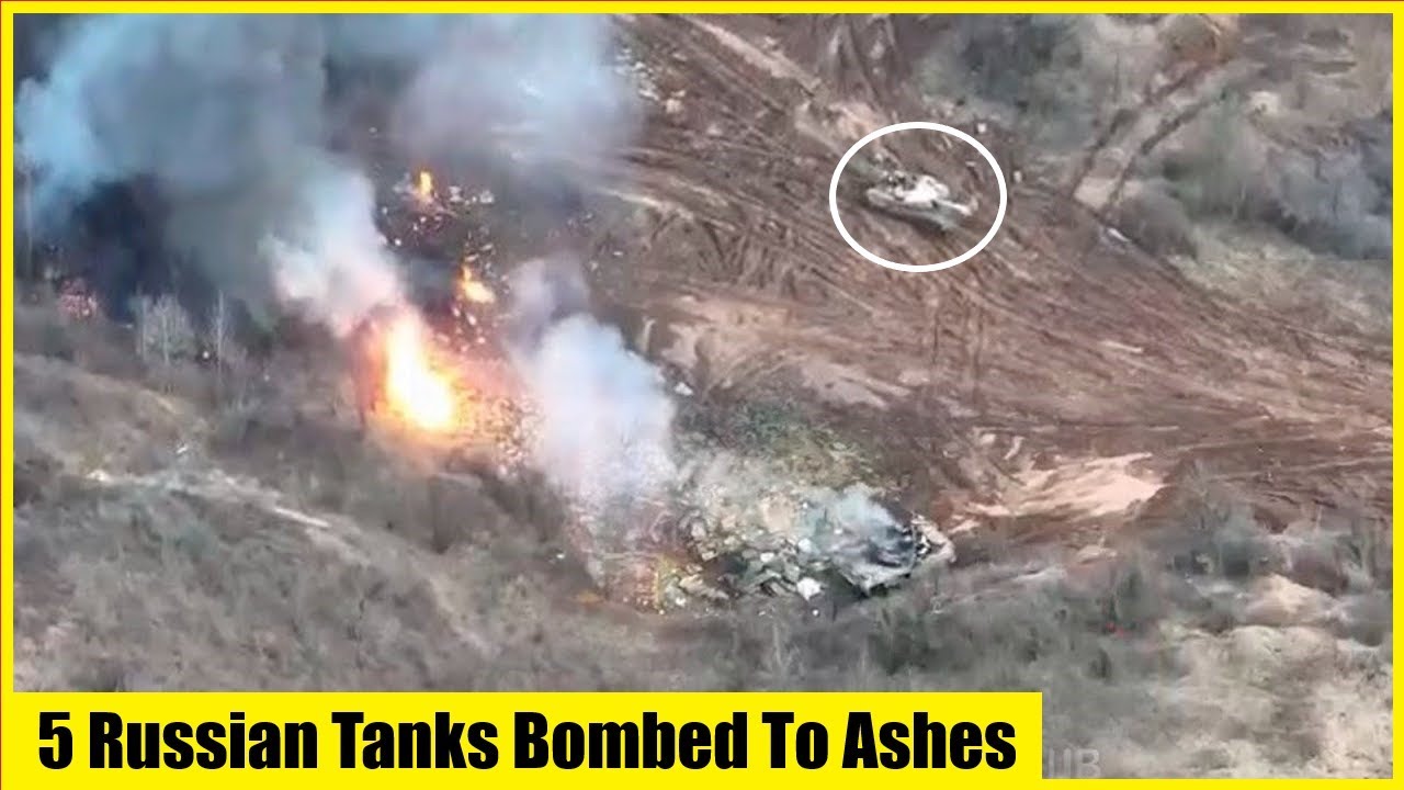 [LIVE FOOTAGE] 5 Russian Tanks Bombed To Ashes | Ukraine Russia War ...