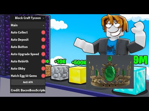 [FREE UGC] Block Craft Tycoon OP SCRIPT (AUTO COLLECT - DEPOSIT - OBBY - UPGRADE - HATCH) - YouTube