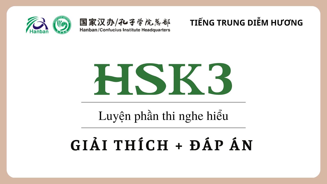 Luyện đề thi HSK3 có giải thích đáp án | HSK 3 Listening test with the ...