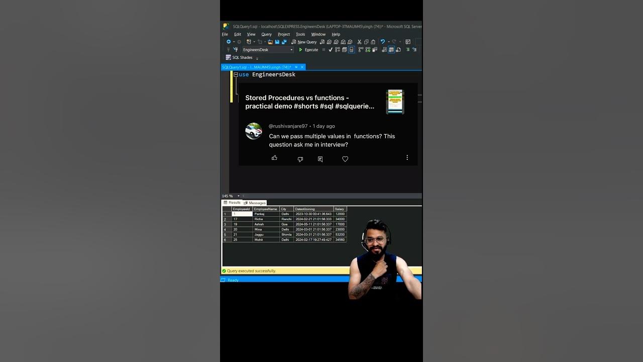 #day92 - How to create an SQL function with two parameters #coding #sql #sqlqueries - YouTube