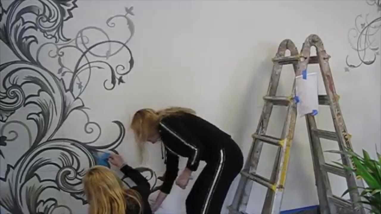 CONTEMPORARY SCROLL MURAL - YouTube