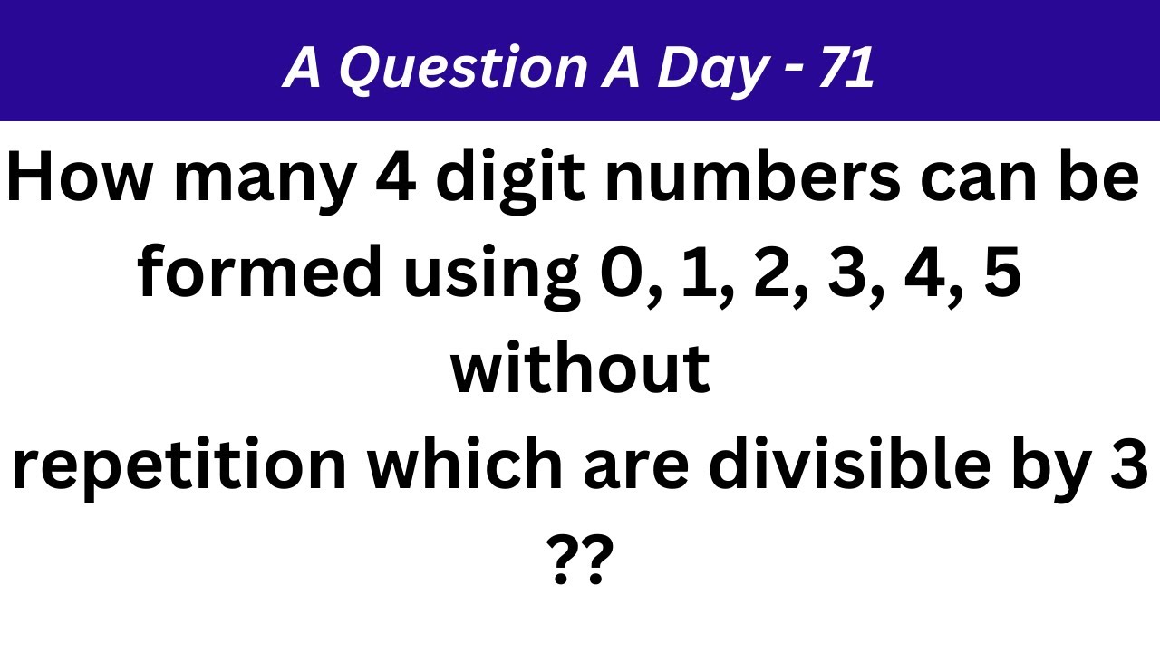 A Question A Day - 71 | P&C | Jee Main | Jee Advanced | MT Maths | Tips ...