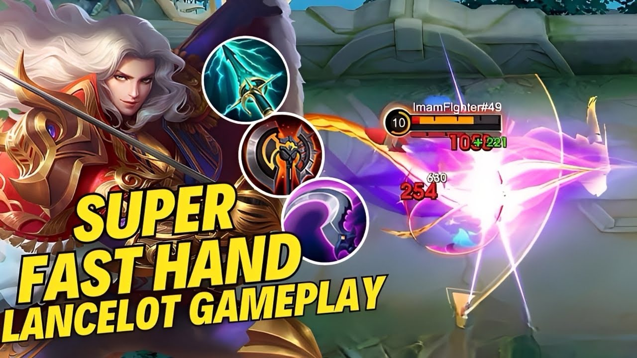 SUPER FAST HAND LANCELOT BRUTAL GAMEPLAY 2024🔥LANCELOT BEST BUILD 2024 ...
