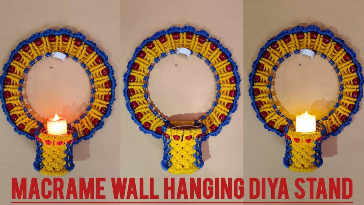 Macrame wall Hanging Diya Stand|Panti Stand| New Design |Diwali Candle ...