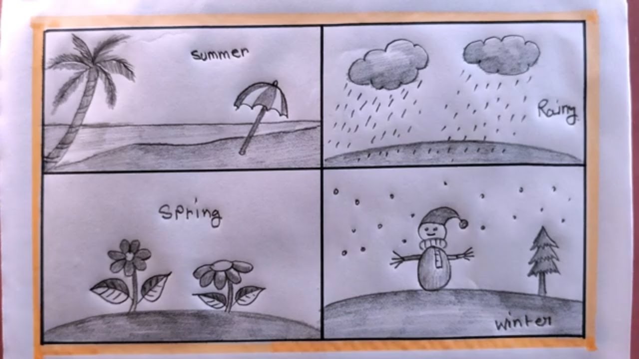 How To Draw Four Season/Season Drawing Easy - YouTube