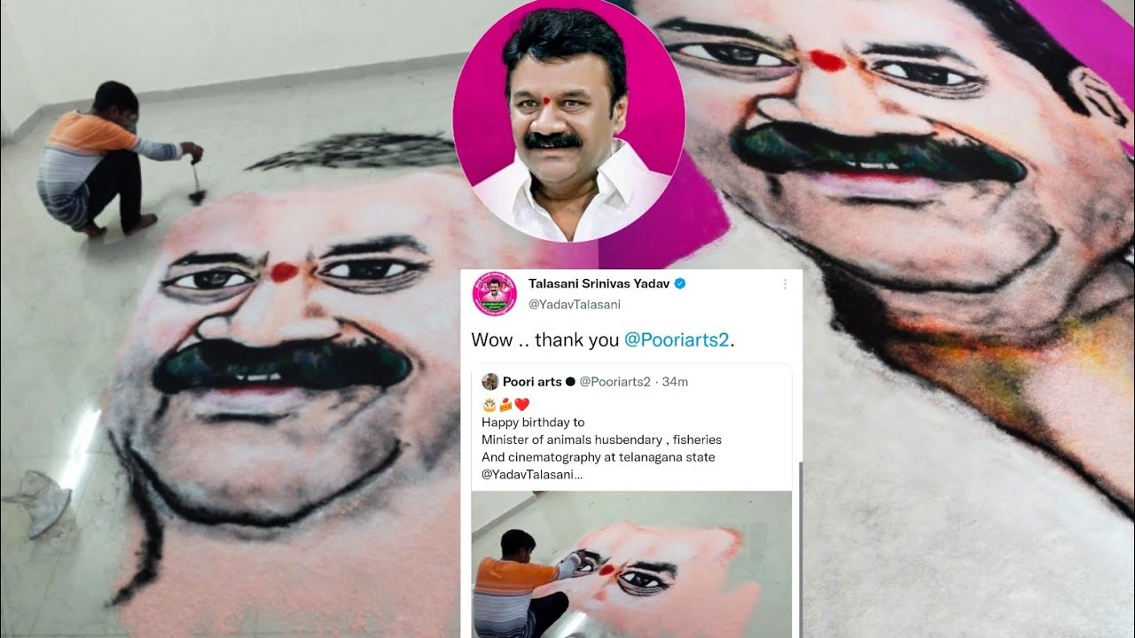 talasani srinivas yadav || birthday special salt art || making by poori ...
