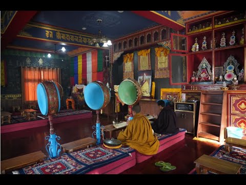 Buddhist Monks Chanting in a Tibetan Buddhist Shrine Room in Ngor ...