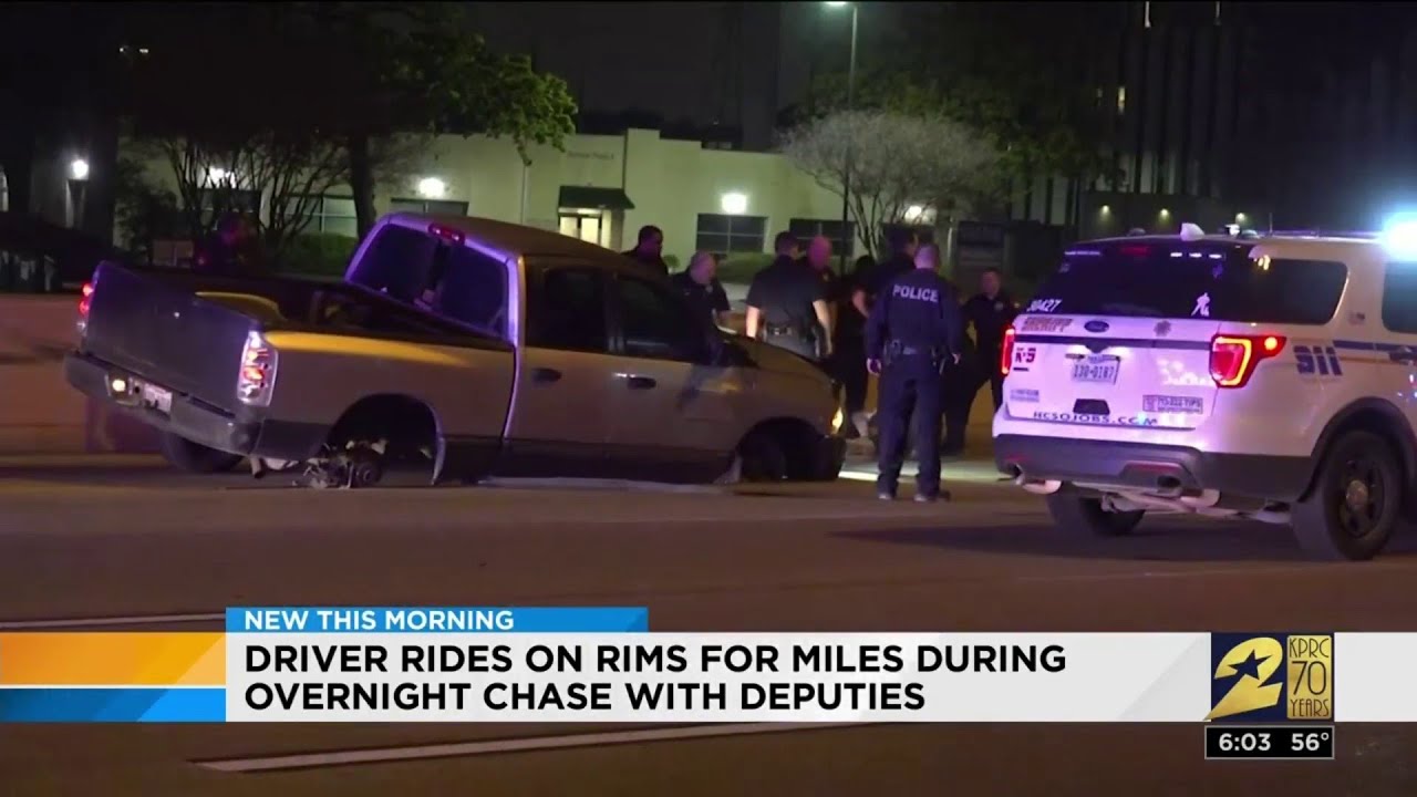 Driver Rides On Rims During Chase - YouTube