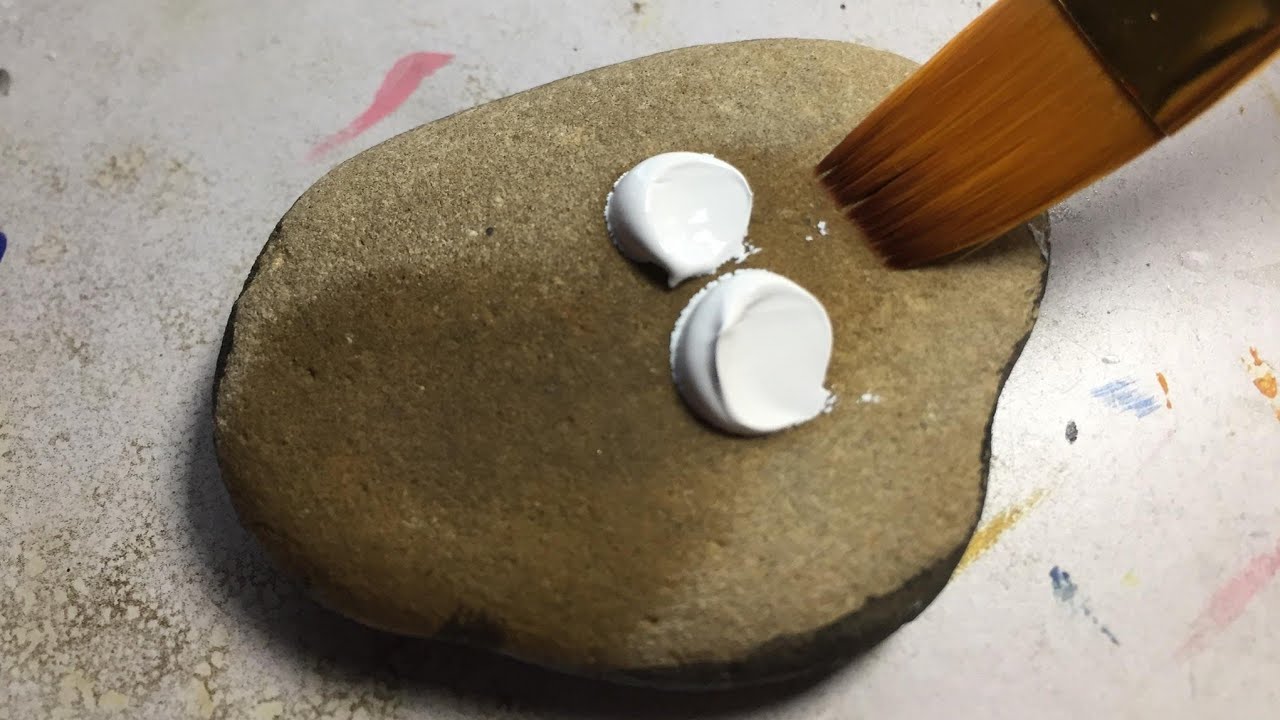 How to Paint Stone Acrylic Painting / Bob Ross Style Rock Painting ...