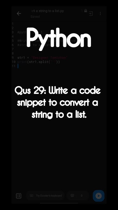 #29 Python code to convert a string to a list #viralvideo #trending # ...