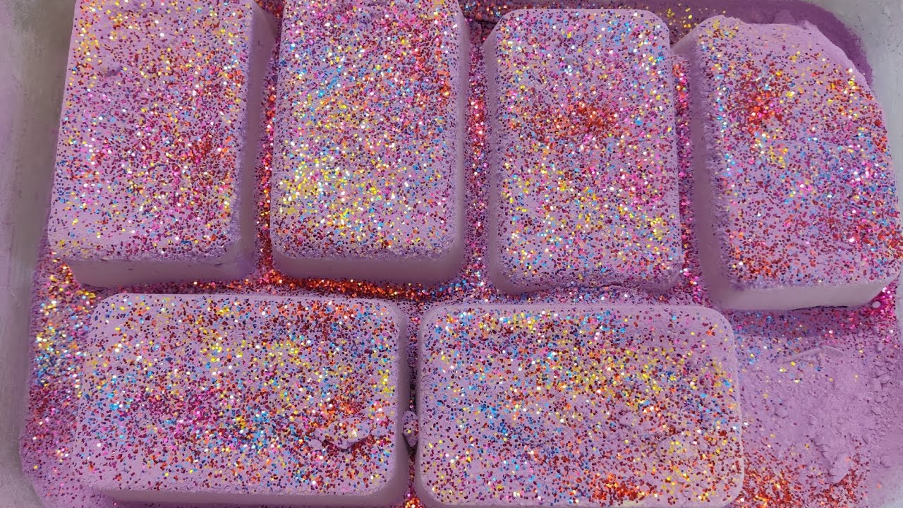 Purple gymchalk dusty slabs | satisfying video - YouTube