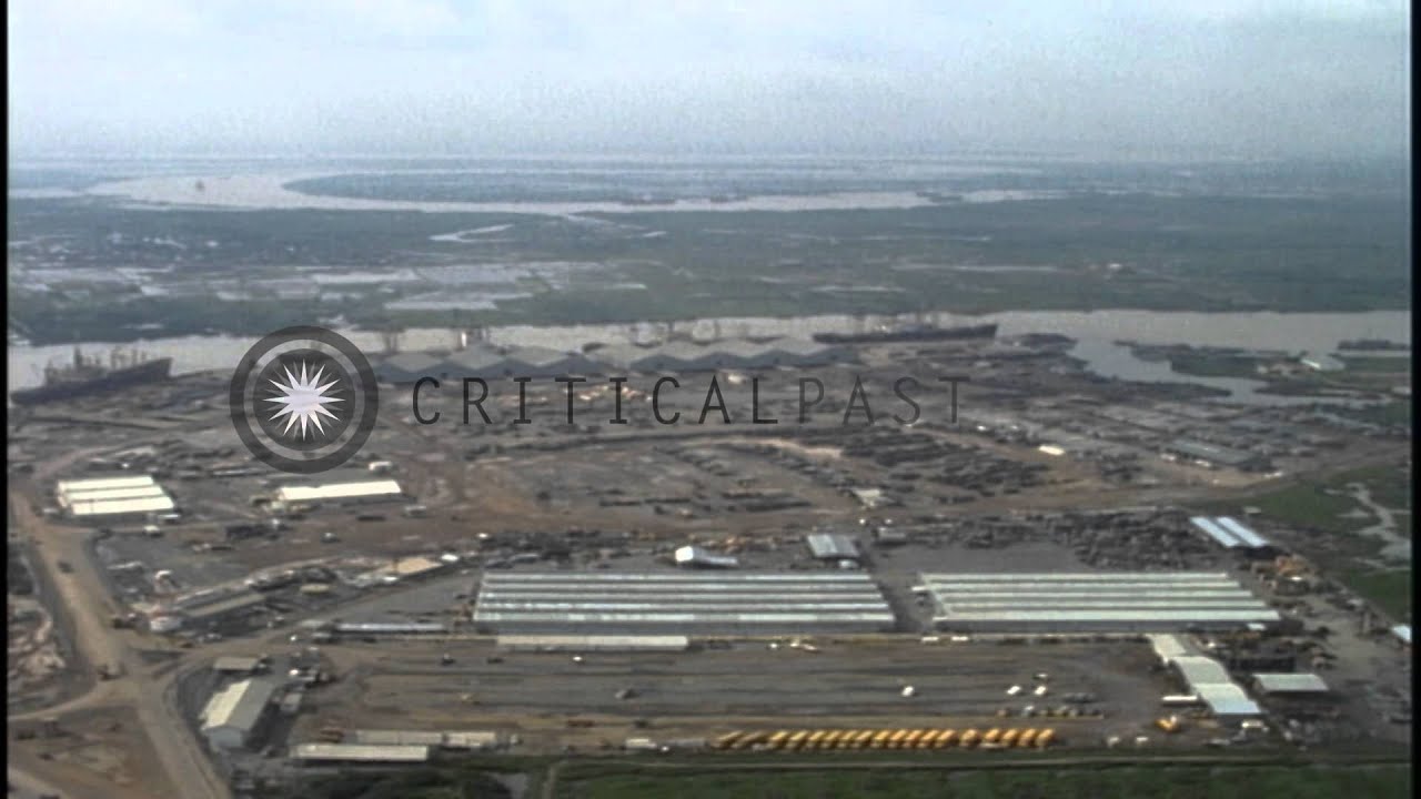 Aerial view of Newport Dock area in United Kingdom. HD Stock Footage ...