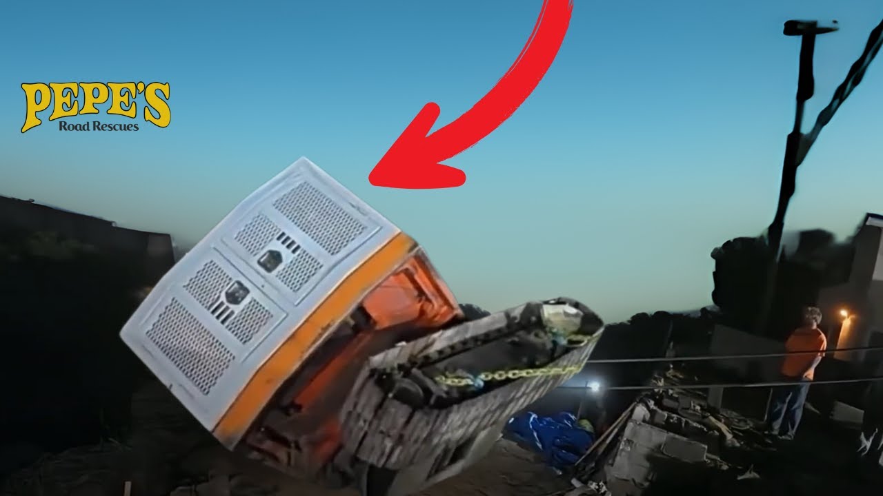 Massive Excavator ROLL OVER Behind a House - YouTube