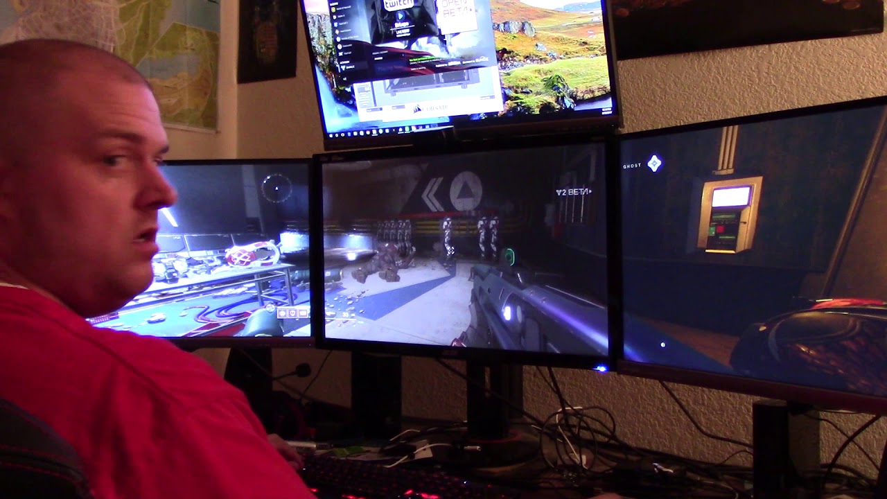 Destiny 2 Beta Nvidia Surround Gameplay 3 27 Inch Monitors - YouTube