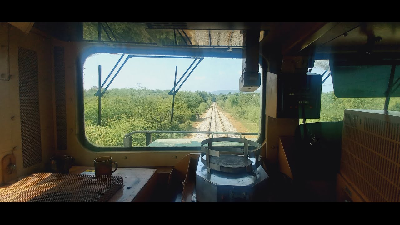Live view from Locomotive Cab train journey from Train driver cab front ...