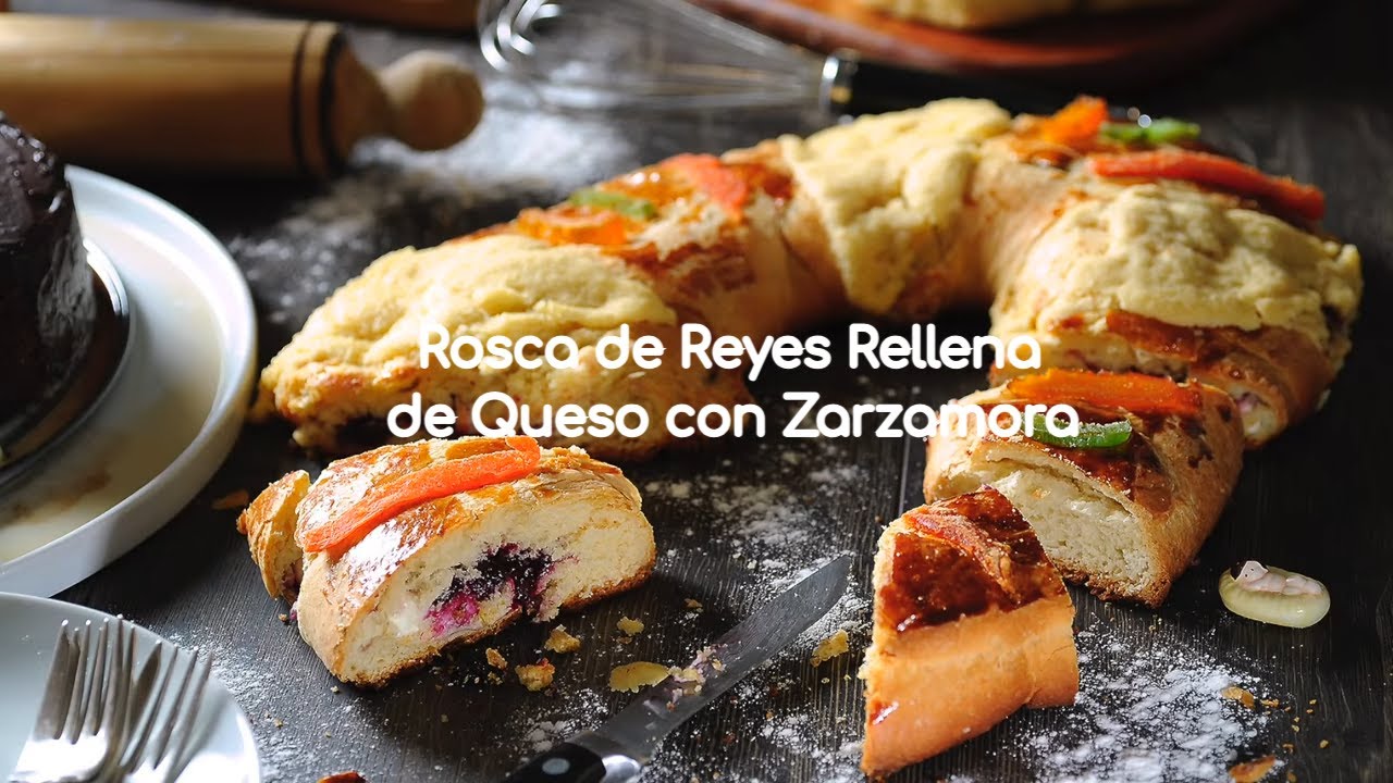 Rosca de Reyes rellena de queso con zarzamora - YouTube