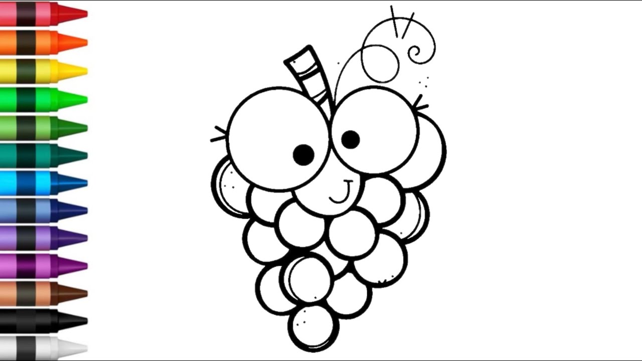 Colorful Grape drawing٫ painting, coloring for kids and toddlers🍇how to ...