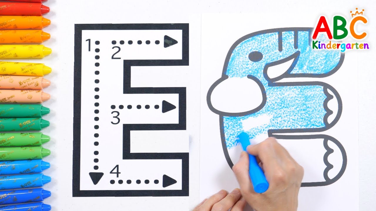 Coloring an Elephant That Resembles the Letter E | How to Write the ...